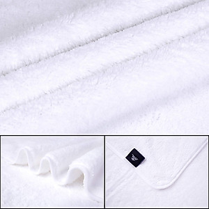 JML Bath Towels (2 Pack, 30"x60"), White Fleece Bath Towel, Luxury Hotel & SPA Towel Sets - Super Soft and Absorbent, Lint Free, Fade Resistant Oversized Bath Towel, Coral Fleece White