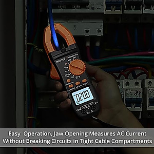 Proster Digital Clamp Meter TRMS 6000counts, 800A DC AC Current AC/DC Voltage NCV Continuity Capacitance Resistance Frequency Diode Hz Test, with1 PairTest Leads 1 Pair Alligator Clips