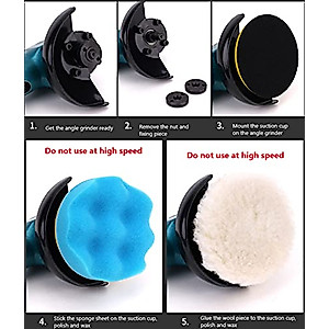 Drill polishing kit 5 inch Polishing Pad Kit Wool Polishing Pads Sponge Pads Polishing Buffer 6-Piece Set with M10 Drill Adapter