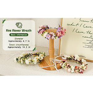 Funsveta Baby Girls Flower Crown Flower Girl Headpiece boho Little Wreaths for Weddings, Family photography (Flower Pink)