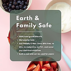 Miniware Silicone Baby Spoon for Training - BPA Free Baby Utensils - Baby Spoons Self Feeding 6 Months | 100% Food Grade Silicone - Modern & Dishwasher Safe Toddler Spoons (Grey and Aqua)