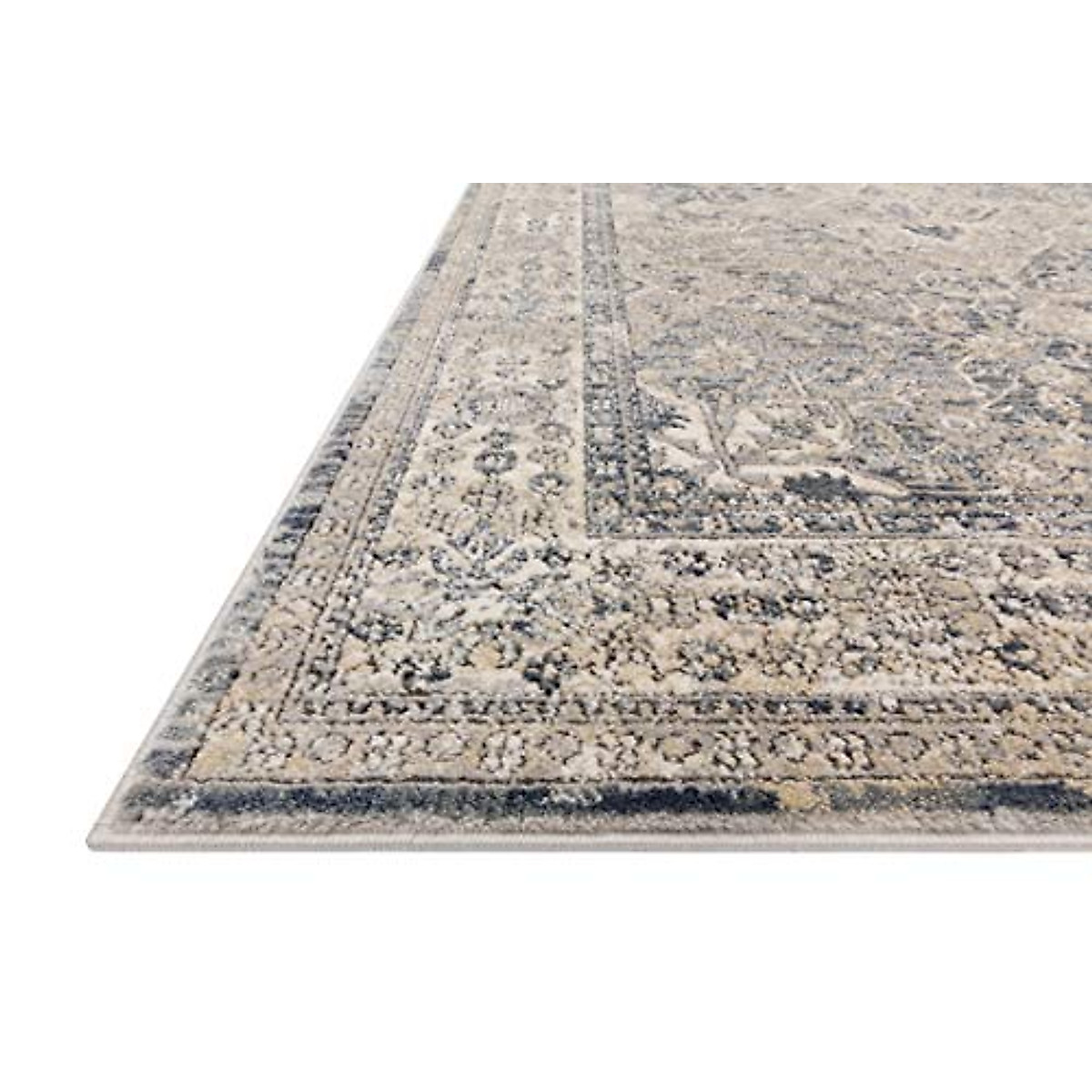 Loloi II Teagan Collection TEA-04 Sky / Natural 7'-11" x 10'-6", .25" Thick, Area Rug, Soft, Durable, Neutral, Woven, Low Pile, Non-Shedding, Easy Clean, Living Room Rug