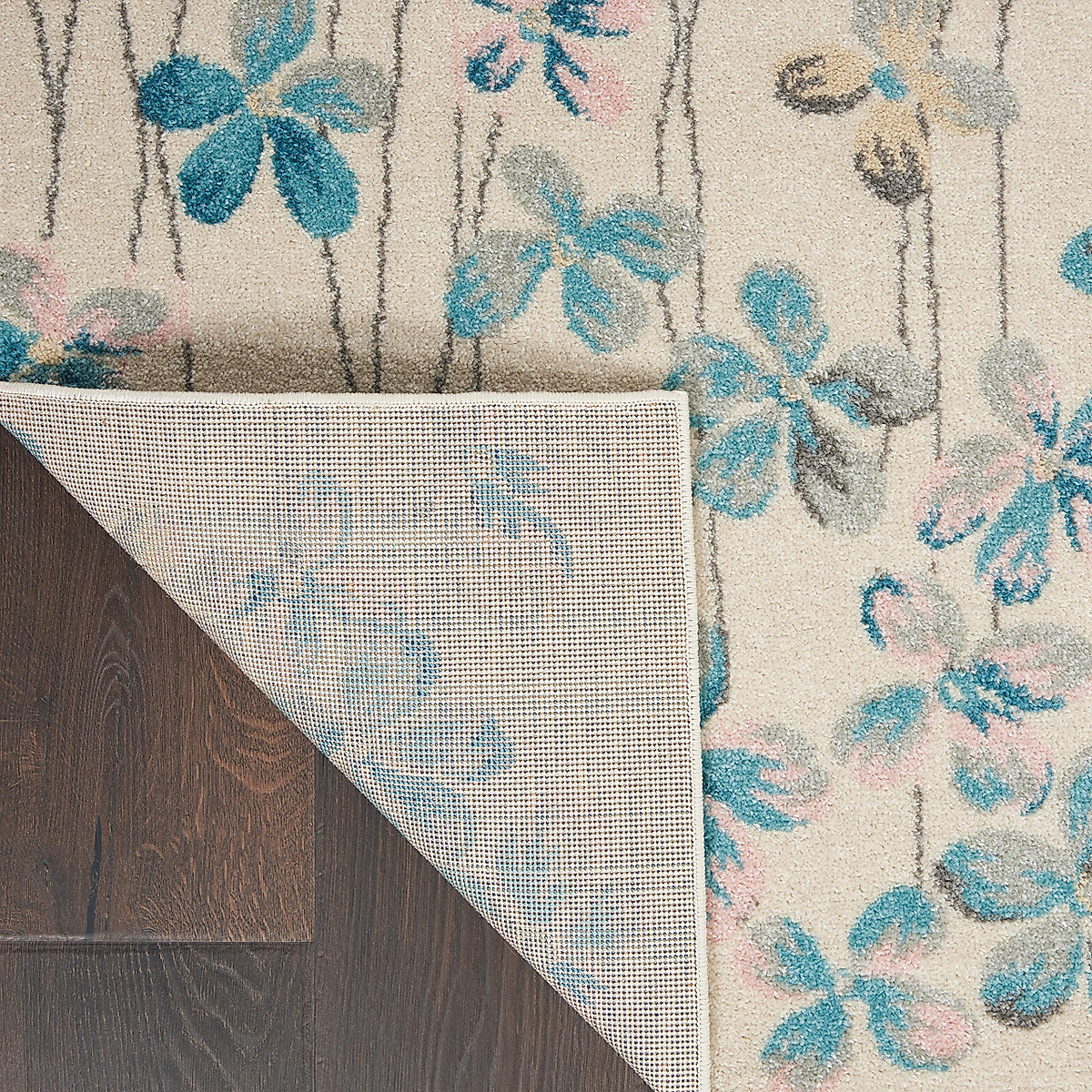 Nourison Tranquil Floral Ivory 5'3" x 7'3" Area -Rug, Easy -Cleaning, Non Shedding, Bed Room, Living Room, Dining Room, Kitchen (5x7)