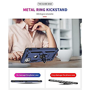 Military Grade Drop Impact for Moto One 5G Ace Case Motorola One 5G Ace G 5G Case 360 Metal Rotating Ring Kickstand Holder Armor Heavy Duty Shockproof Case for One 5G Ace Phone Case (Blue)