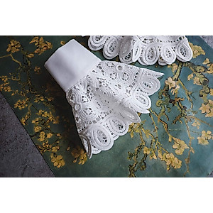 YAKEFJ Floral Layered Lace Cuff Stretch Bracelet False Sleeves Wrist Cuffs 1 pair