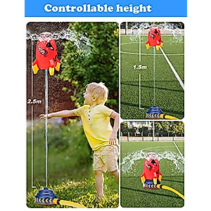 HCFJEH Outdoor Water Sprinkler for Kids and Toddlers - Backyard Red Shake Spinning Water Spray Rocket Toy for Summer Splashing Fun for 3 4 5 6 7 8 Year Old Boys Girls Gift…