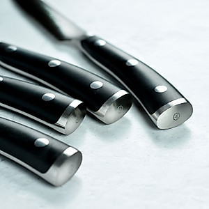 Wusthof Classic Ikon 6 Piece Steak Knife Set with Wood Case (Black Handles)
