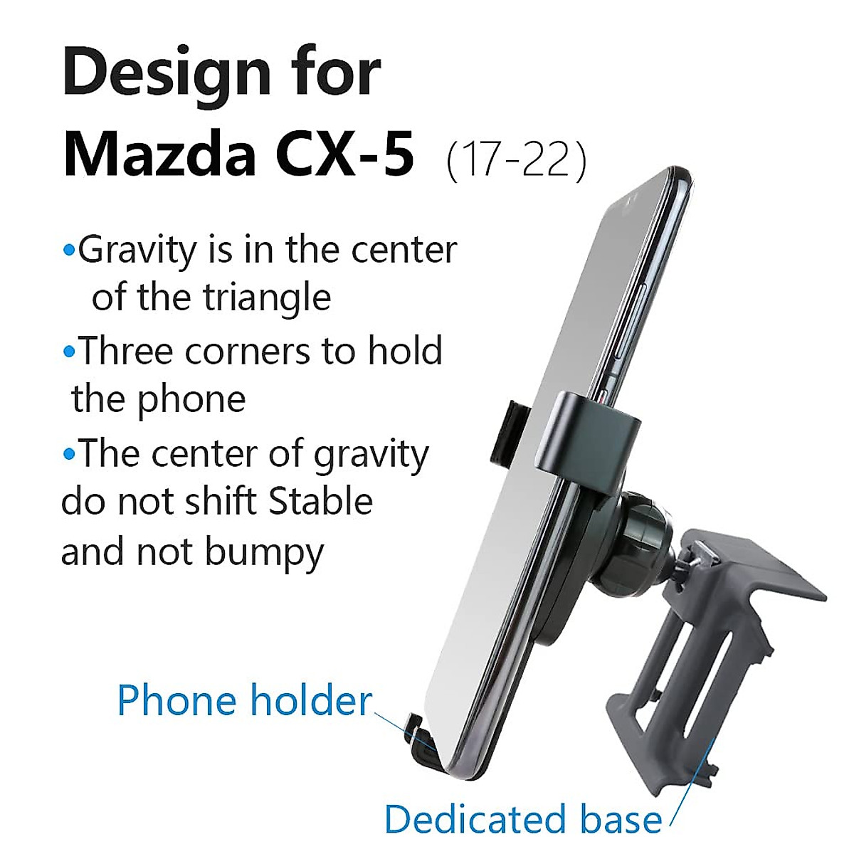 musttrue Car Phone Holder for Mazda CX-5 2017 2018 2019 2020 2021 2022 2023 2024 2025 CX5 Auto Accessories Navigation Bracket Interior Decoration Mobile Cell Phone Mount