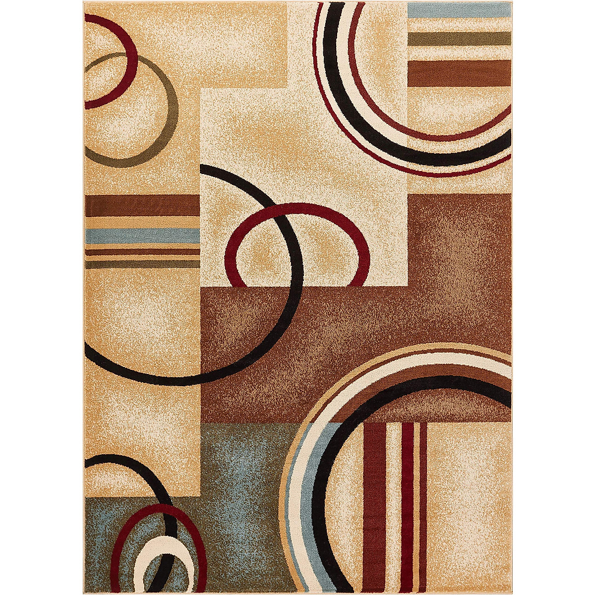 Well Woven Barclay Collection Arcs & Shapes Red 5x7 Area Rug - for Living Room, Bedroom, and Dining Room