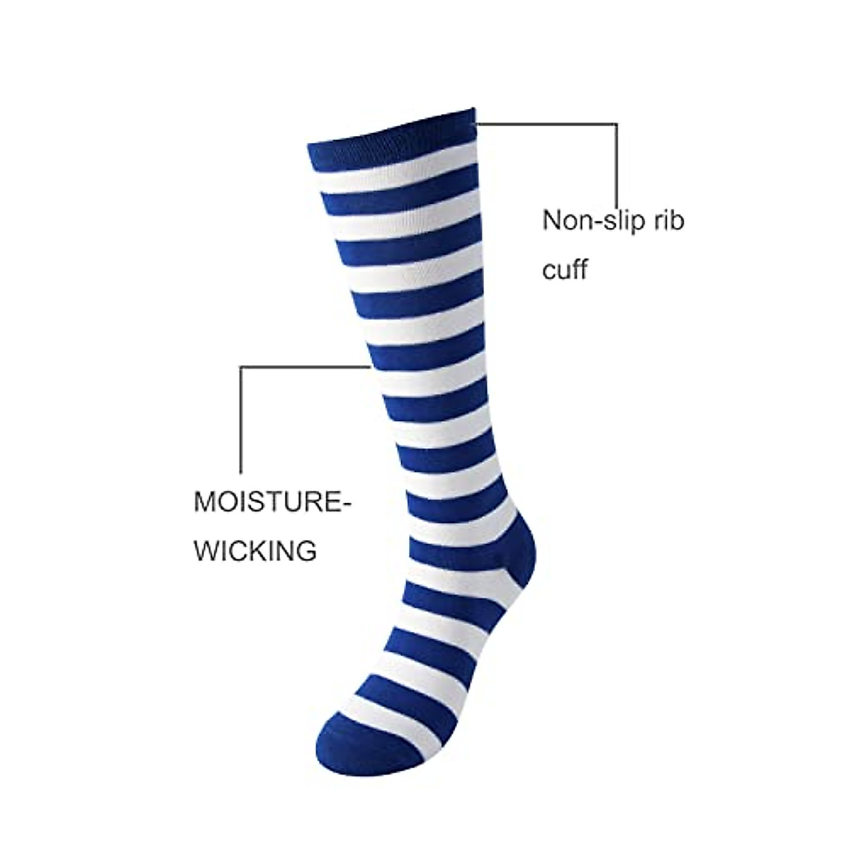 Cerebro Knee High Socks for Kids Stripes Girls Cotton Calf Athletic Tube Socks,SOCKS (1Pairs 10-15Y, 1Pairs black) …