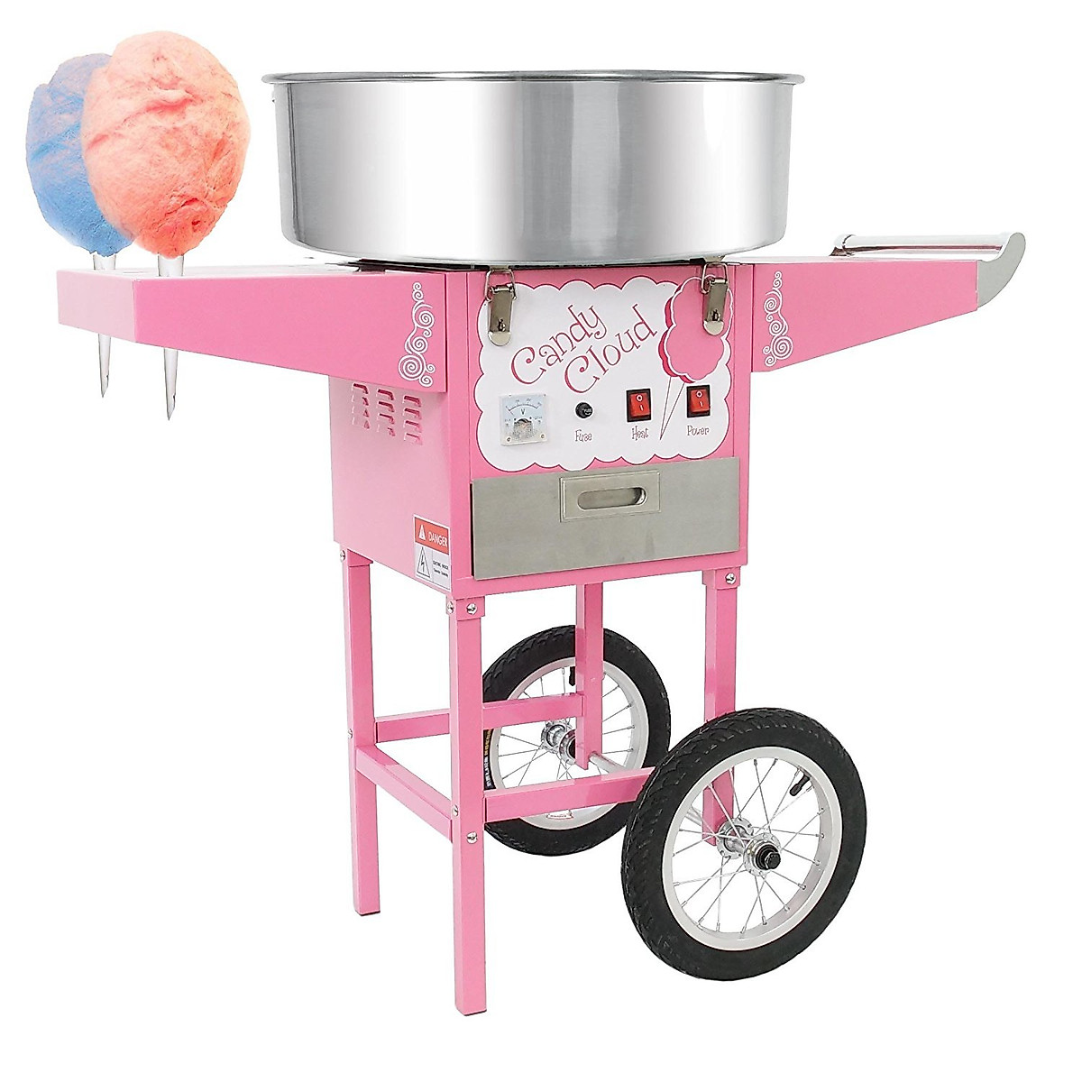 Funtime FT1000CCK-P Candy Cloud Cotton Candy Machine with Mobile Wheeled Cart, Pink