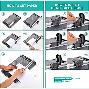 Rotary Paper Cutter, 3-in-1 Paper Trimmer, 12 Inch Cutting Length with Straight Cut/Perforating Cut/Wavy Cut, Enclosed Blades for Safe Use, Ideal for Cardstock/Paper Craft Projects