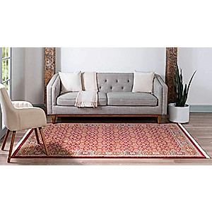 Unique Loom Palace Collection Traditional Geometric Area Rug, 3' 3" x 5' 3", Red/Light Blue