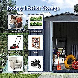 Outdoor Shed,6x4 Ftstorage Sheds,Heavy Duty Storage Room With Sliding Doors And Ventilation Openings,Shed For Outdoor Garden Sheds,Backyard Tool Storage Shed,Lawn,Terrace (6 x 4 FT)