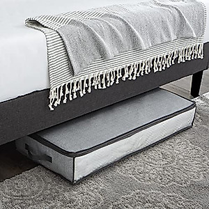 Simplify Foldable Under-The-Bed Storage Bag Organizer for Clothes, Seasonal, Blankets, Bedrooms and Closets, Grey, 26603-GREY