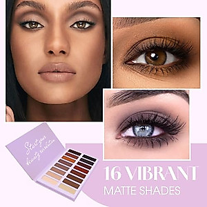 Lamora Eyeshadow Palette Makeup - Eye Makeup Palette with 16 Highly Pigmented Matte Shades - Vegan & Blendable