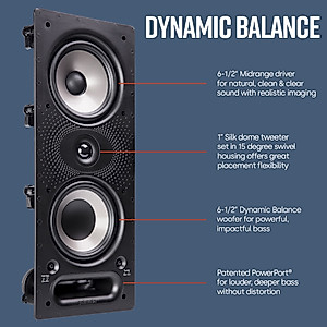 Polk Audio 265-RT 3-Way in-Wall Speakers - The Vanishing Series | 2 Speakers | Easily Fits in Ceiling/Wall | Use in Front, Rear or as Surrounds | White, Paintable Grille