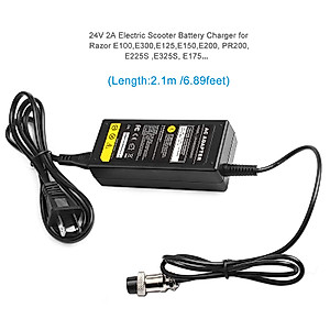 TREE.NB 24V 2A Electric Battery Charger for Mini Chopper Sunl City Express Razor CC2420 E100 E125 E150 E175 E200 E225S E300 E325S E500 MX350 PR200 Pocket Mod Rocket