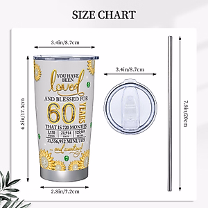 Vagaus Birthday Gifts for Women Tumbler 20oz, Birthday Decorations (60th Birthday Gifts for Women, 6.7"*3.4")