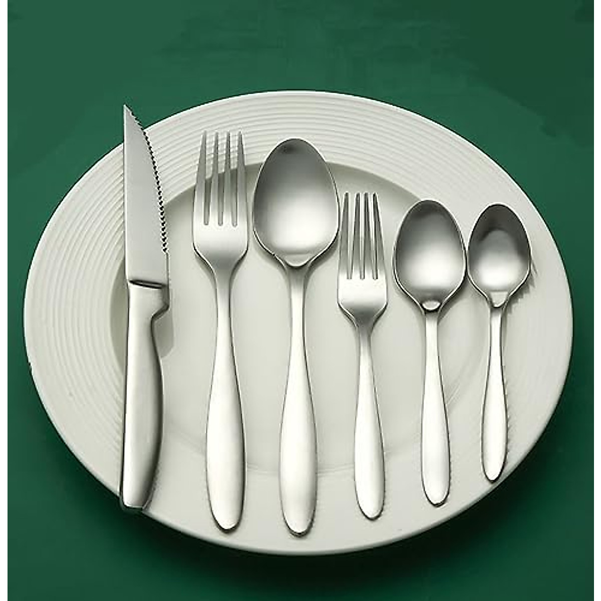 Silverware Set Flatware Matte Cutlery Utensil Solid Food-Grade Stainless Steel，Home Restaurant Hotel Small Business,Mirror Finish Tableware 60 Piece Service for 12