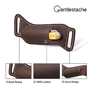 Gentlestache Leather Knife Sheaths for Belt, Pocket Knife Holder, EDC Sheath for Folding, Compact Draw Knife Holster Dark Brown