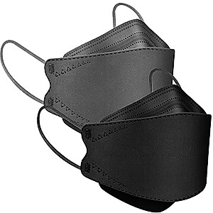 60PCS KF94 Mask, 4 Layers Non-woven KF94 Face Masks 3D Fish Type Protection for Adult Women Men Black+Grey