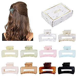 Small Tiny Claw Hair Clips for Women Girls for Thin/Medium Thick Hair, 1.5 Inch Mini Hair Jaw Clips Matte Rectangle Nonslip Clip with Gift Box (Matte+shiny color series)