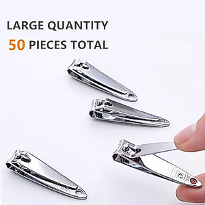 NATZERAT 50 Pack Fingernail Clipper Toenail Clippers，Stainless Steel Nail Clippers Bulk，Portable Nail Cutter Manicure Kit Toe Nail Clippers for Women Man Adult Homeless Care
