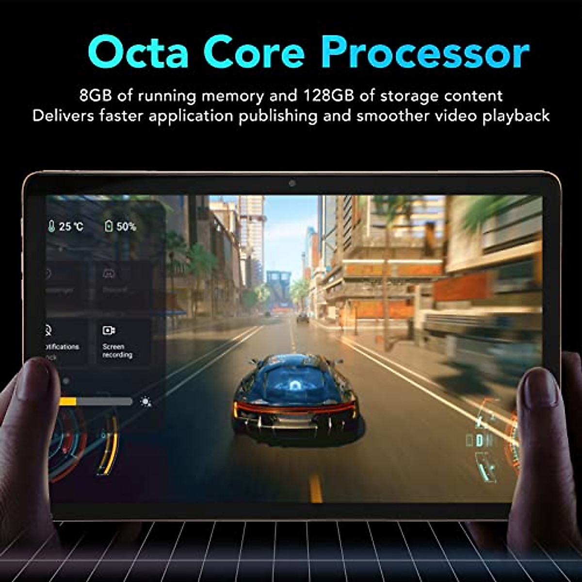 Shanrya 4G LTE Tablet, 10.1 Inch Tablet 1920x1200 Resolution AU Plug 100-240V 8 Core CPU for Android 11.0 for Learning (Gold)