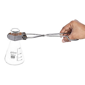 Eisco Labs Safety Flask/Beaker Tongs - Stainless Steel, Cork Lined Jaws, 12" Length