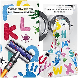 USTIDE Kids Rug ABC Kids Carpet 5x7 Ft Washable Non-Slip Play Mat Indoor Area Rug Carpet for Living Room Bedroom Nursery Room Classroom Colorful Handprint Area Rug for Playroom