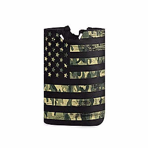 senya Large Laundry Basket, USA Flag Camouflage Vintage Laundry Hamper Foldable Clothes Bag with Handle Foldable Washing Bin