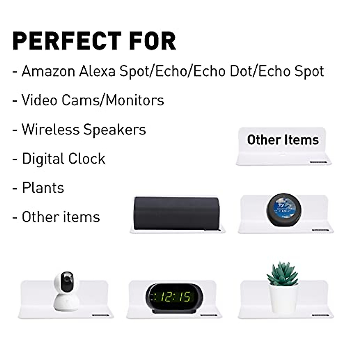 OAPRIRE White Floating Shelves Wall Mounted Set of 2 - Easily Expand Wall Space - Acrylic Hanging Shelves for Bedroom, Gaming Room, Living Room, Bathroom, Office with Cable Clips