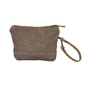 Myra Bag Blaze Upcycled Canvas & Leather Wristlet Pouch Bag S-1330