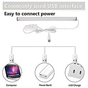 MOAMI Plug-in LED Under Cabinet Lights, 12 Inch, 3-Color Dimming(2700K, 4000K,6500K), Monitor USB Light Bar Under Desk, Counter Lights for Kitchen, Shelf, Closet(Plug Not Included)