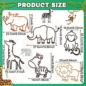 6 Pcs Jungle Animal Woodland Decor Wooden Woodland Animal Safari Nursery Wall Art Animal Theme Wall Decor for Baby Shower Gifts Bedroom Playroom Toddler Classroom Decorations (Jungle)