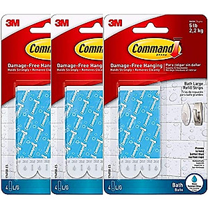 Command Plastic Large Water-Resistant Refill Strips, 12-Strip