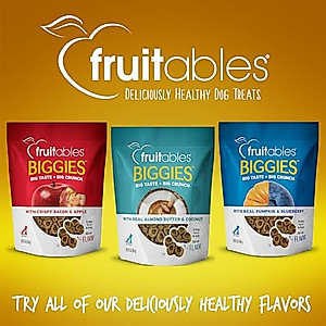 Fruitables Biggies Dog Biscuits – Crunchy Dog Biscuits Made with Pumpkin – Healthy Dog Treats Packed with Real Fruit Flavor – Free of Wheat, Corn and Soy – Peanut Butter & Banana – 16 oz