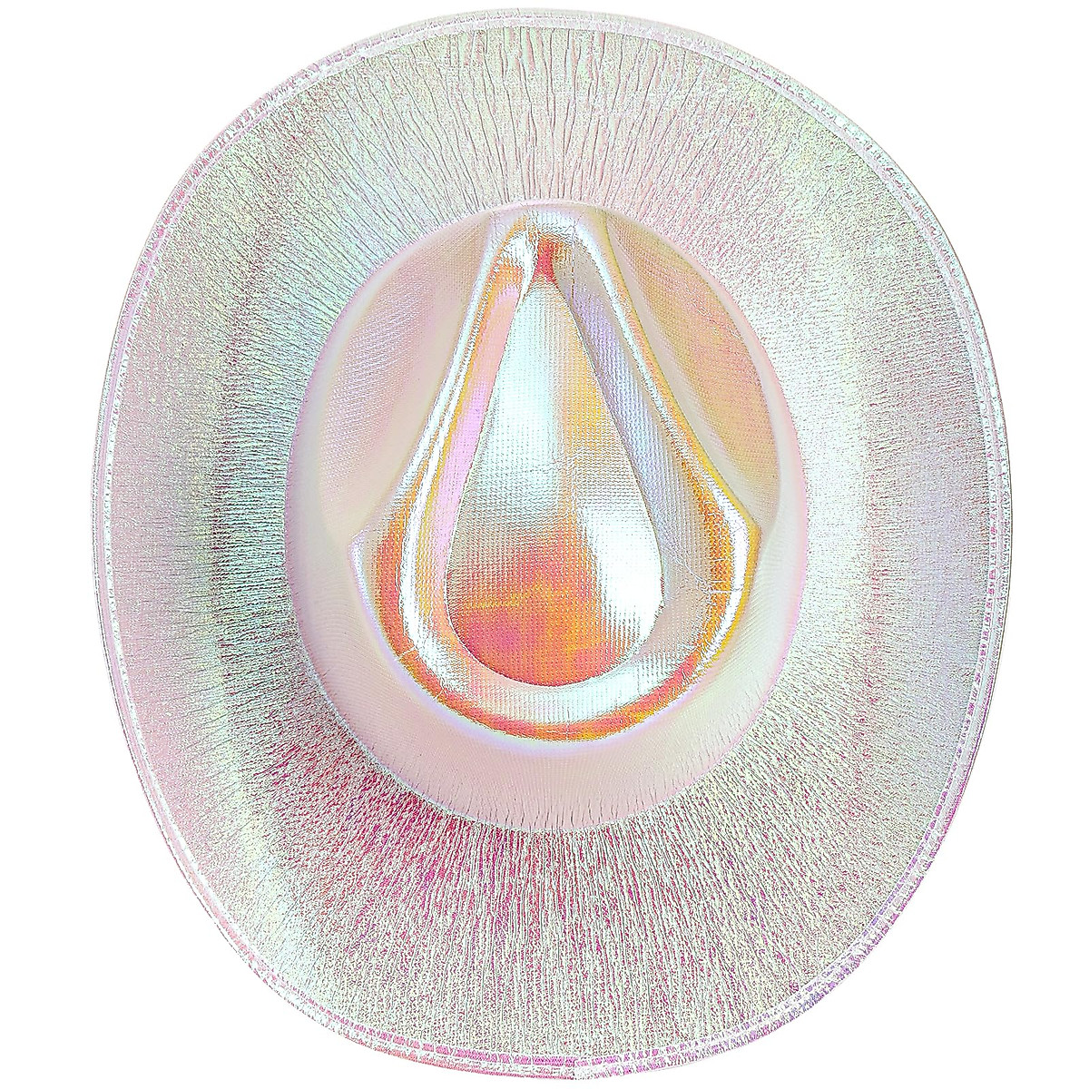 Cididu Set of 4 Holographic Space Cowgirl Hat, Metallic Space Cowboy Party Hat with Heart Glasses for Women, Neon Sparkly Glitter Disco Cowgirl Rave Hat for Costume Dress Up Party Accessories