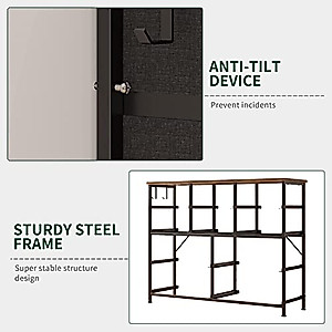 10 Drawers Fabric Dresser Storage Drawers, Tall Dresser with Sturdy Frame&Wooden Top, Organizer Unit for Closet, Living Room, Entryway, Hallway, Rustic Brown