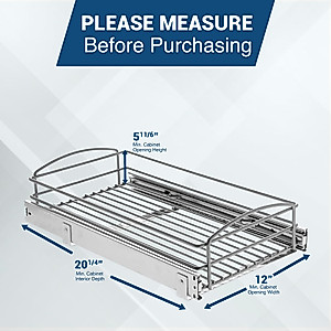 Knape & Vogt RS-MUB-11-FN 5 in. H x 12 in. W x 20 in. D Multi-Use Pull-Out Basket Cabinet Organizer in Silver