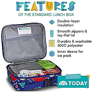 Lone Cone Kids' Insulated Lunch Box - Fun Patterns for Boys and Girls, Snack-O-Saurus, Standard