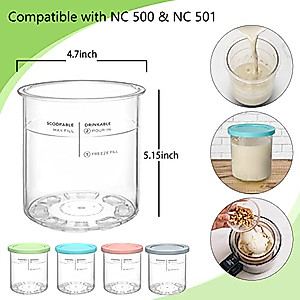 SLLFLY Replacement Pints and Lids for Ninja NC501 NC500 Series Creami Deluxe 2 Pack- Compatible with Ninja Creami Deluxe Ice Cream Maker (Yellow,Pink)