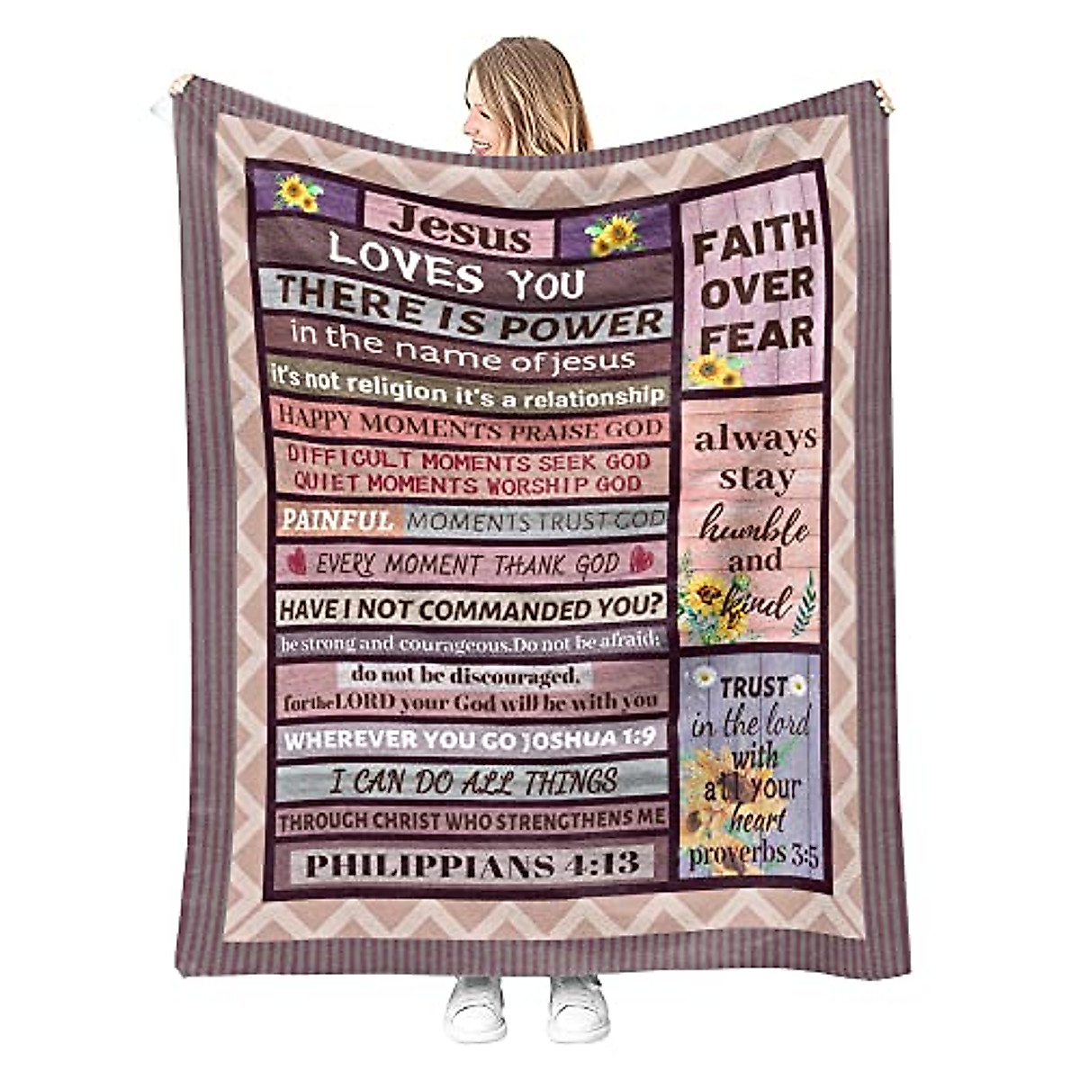 Cobakuey Christian Gifts for Women Men Blanket 60"X 50" - Christian Religious Inspirational Gifts,Jesus Religious Love Christ Spiritual Faith Blanket for Women,Mother's Day Appreciation Gift