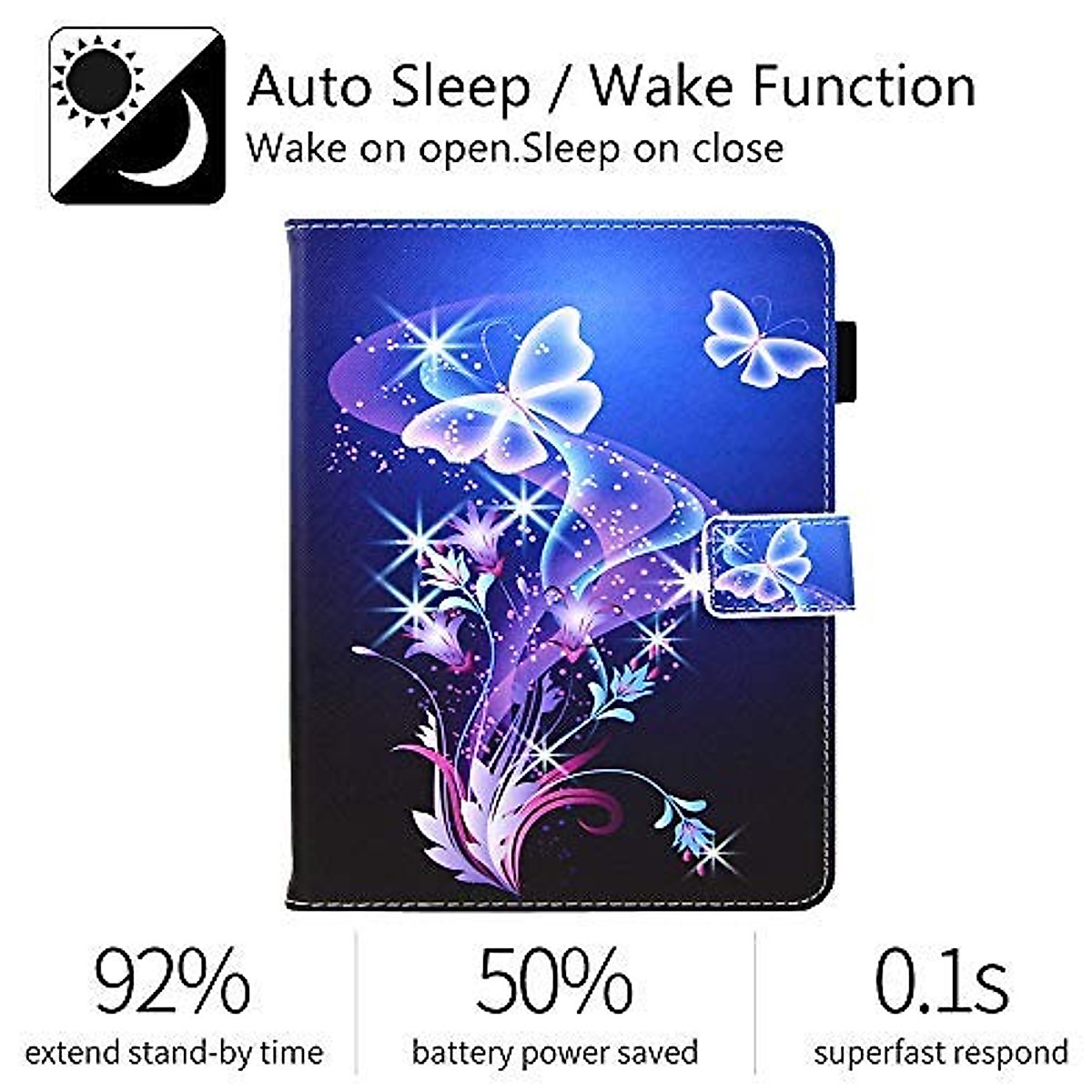 Case for Kindle fire HD 8 Old Model (Only Fit 2018 2017 2016, 8th/7th/6th Gen), Not Fit HD 8 2020 Tablet and HD 8 Plus, JZCreater Standing Case Cover with Auto Wake/Sleep, Purple Butterfly