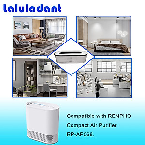 RP-AP068 Replacement Filter Compatible with RENPHO Compact Air Purifier RP-AP068 RP-AP068W RP-AP068B RP-AP068-F2 Filter, 3-in-1 H13 Grade True Air Purifier HEPA Replacement Filter, 2 Pack