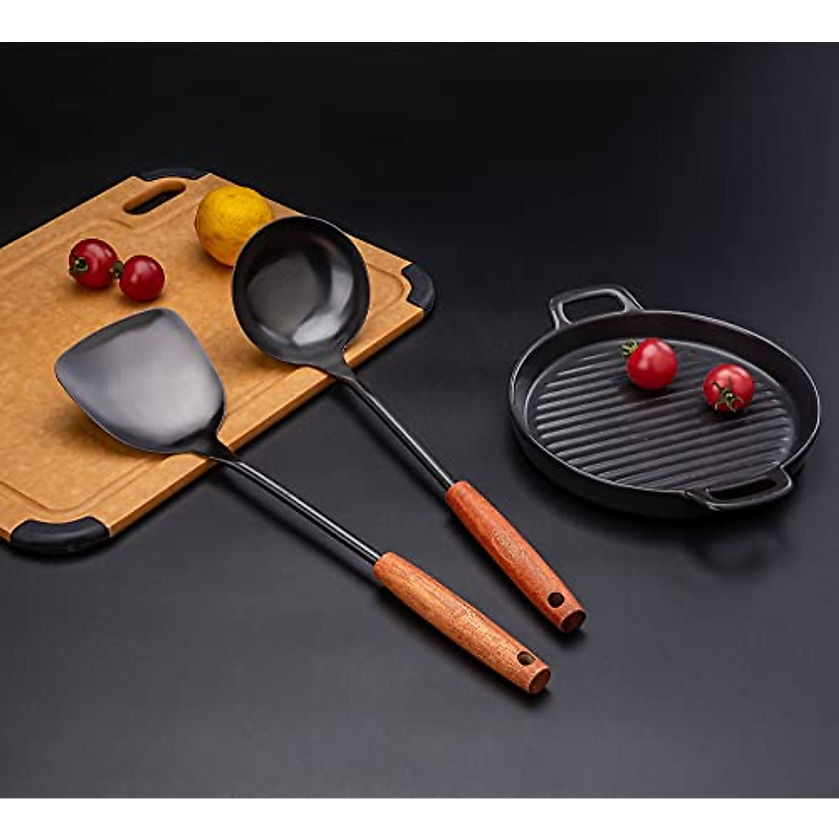 Spatula & Ladle Wok Tool Set, 14.2-15 inches wok utensils, Stainless Steel wok spatula