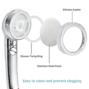 Elesunory Hand Shower, Rv Shower Head include 59 Inch Hose and Bracket, Removable Shower Head with 3 Settings Water Saving High Pressure Handheld Spray Head, Silver