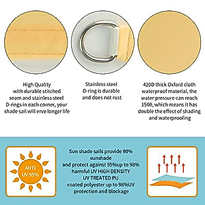 Shade Sail Waterproof Triangle Umbrella UV Protection Oxford Cloth Shade for Outdoor Terrace Backyard and Garden 6.5'x10'