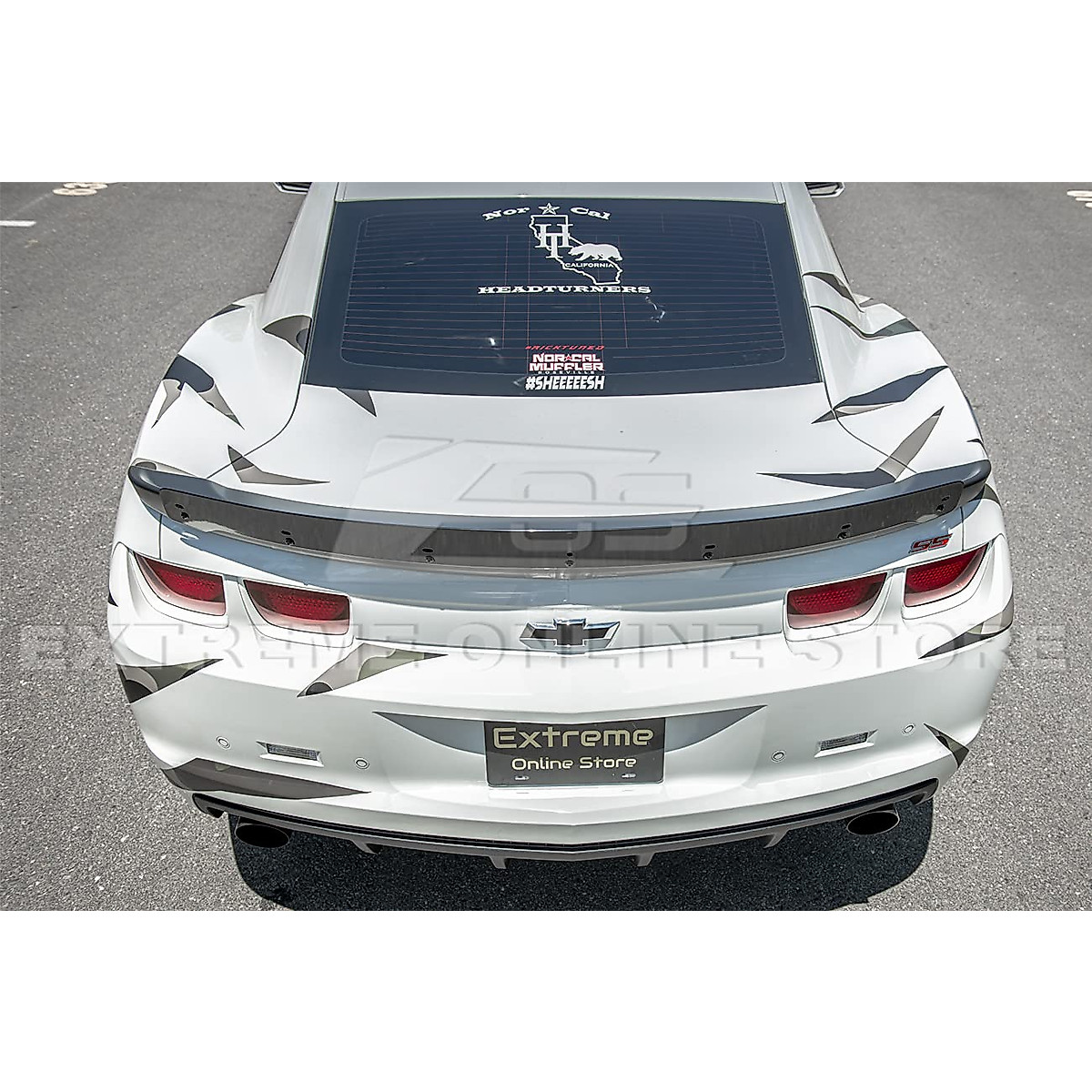 for 2010-2013 Chevrrolet Camaro | EOS ZL1 Style Rear Trunk Lid Wing Spoiler with Aluminum GLOSSY BLACK Center WickerBill Insert (ABS Plastic - Matte Black)
